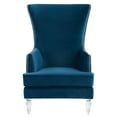 SAFAVIEH Couture Geode Modern Velvet Solid Wingback Chair, Navy ...