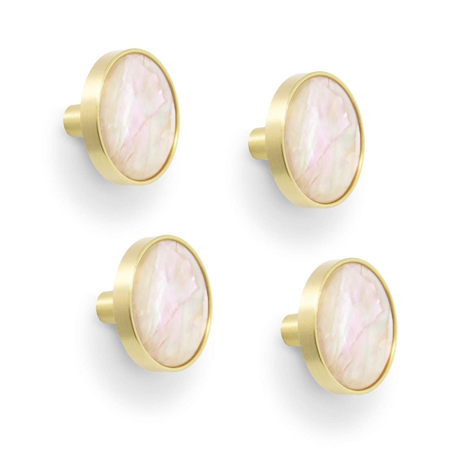 Set of 4 Brass Knobs Mother of Pearl Inlay, Brass knobs with MOP Inlay ...