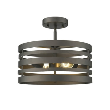 Farmhouse Metal 4 Light Ceiling Fixture with Wall Outlet Switch, Bronze ...