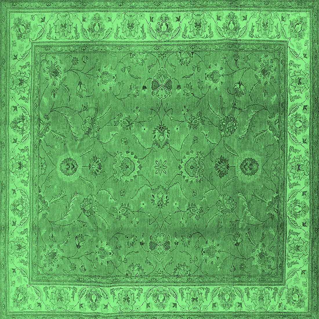 Ahgly Company Indoor Square Oriental Emerald Green Traditional Area ...