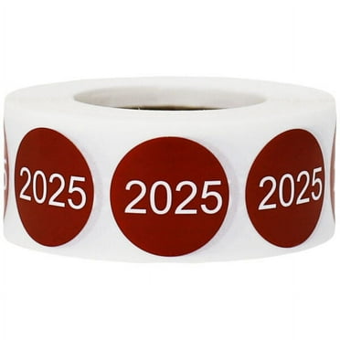 "2025" (Fluorescent Red) Year Labels - 3" Circle, 500 Labels/Roll ...
