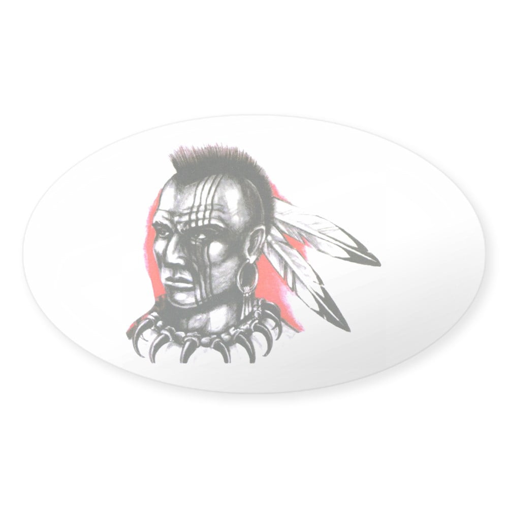 CafePress - Mohawk Indian Tattoo Art Oval Sticker - Sticker (Oval ...