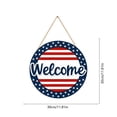 SLYNSHome Patriotic Full Flag Welcome Door Sign, Round Wooden Hanging ...