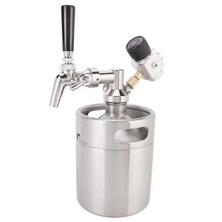 Hilitand Beer Keg, 2L Stainless Steel Homebrew Mini Keg Kit Beer Tap ...