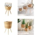 7829 Indoor Plant Stand Handwoven Cattail Flowerpots with Wooden ...