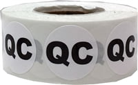 White Circle with Black QC Dot Stickers, 3/4 Inch Round, 500 Labels on ...