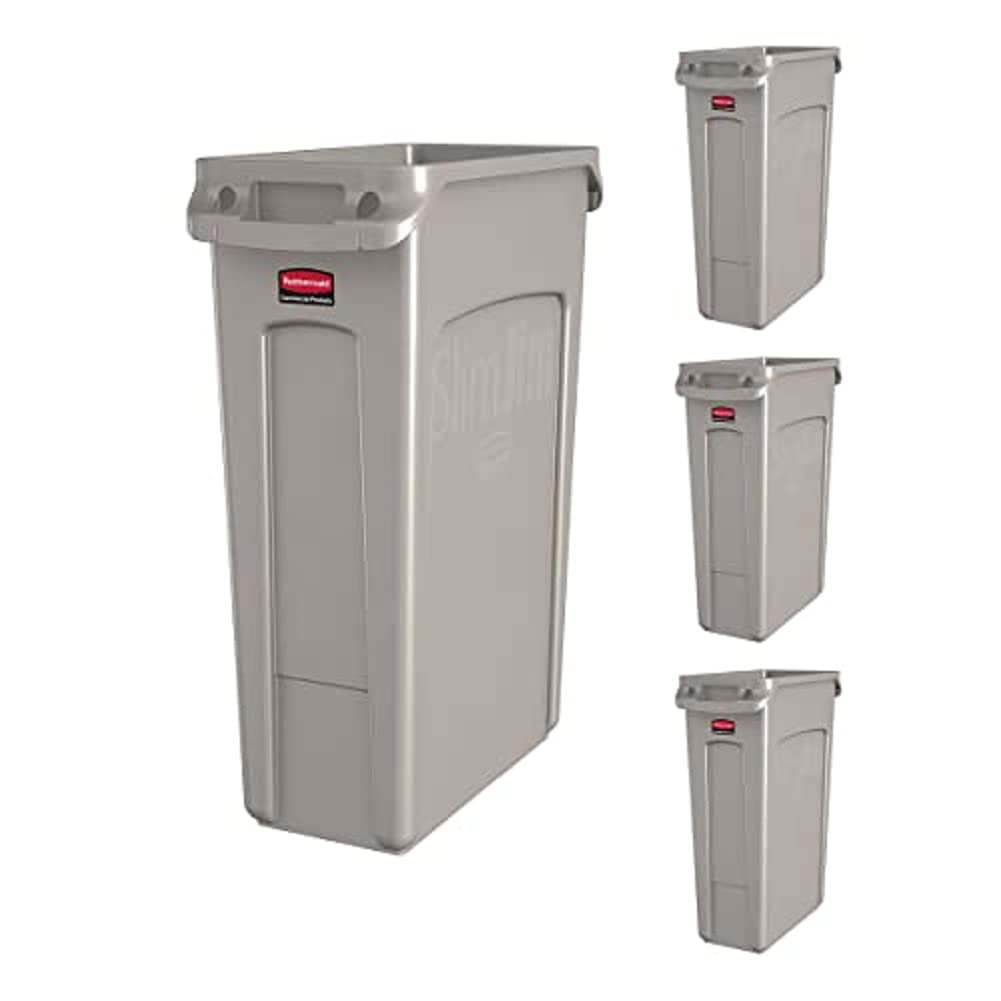 Bote de basura Rubbermaid Slim Jim de plástico, 87 L, color beige ...