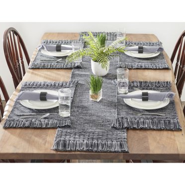 Better Homes & Gardens Black & White Woven Cotton Rich 13-Piece Table ...