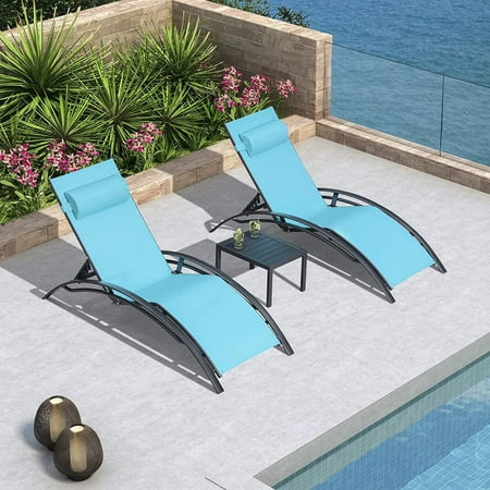 Hantdan Patio Chaise Lounge Set of 2, Sunbathing Chair Outdoor Lounge ...