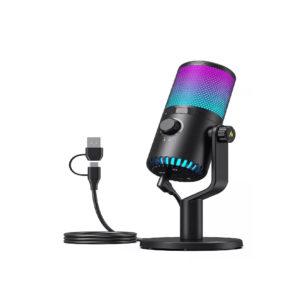"Maono Micrófono Gamer Condensador Usb Podcast Pc Dm30 Rgb negro ...