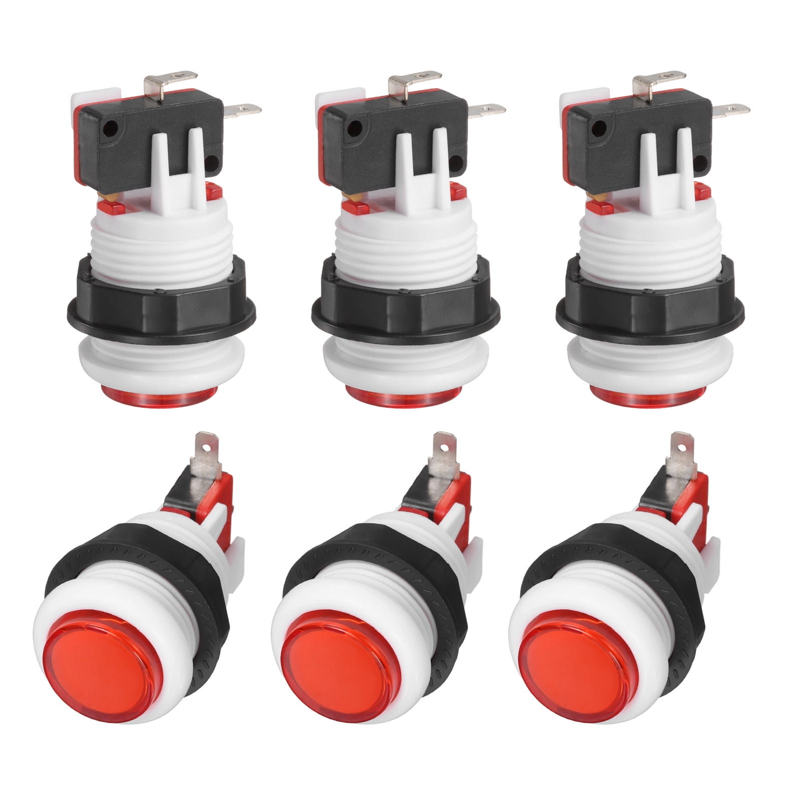 Uxcell 6 Pcs 5A 12/14V American Style Arcade Push Button with Micro ...