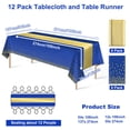 Blue and Gold 12 Pack Disposable Plastic Tablecloths and Satin Table ...