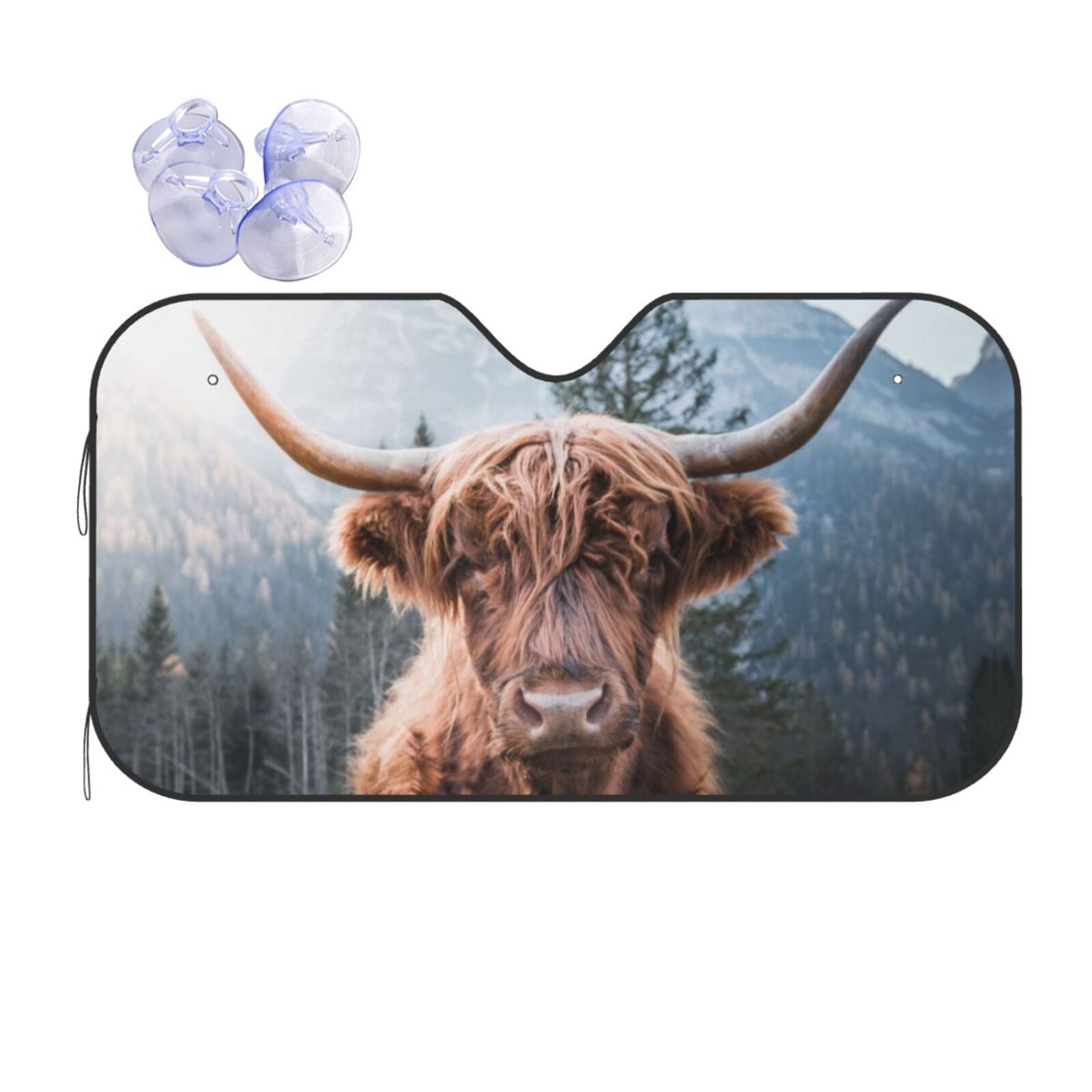 KAKALAD Beautiful Highland Cow Universal Windshield Car Sun Shades ...