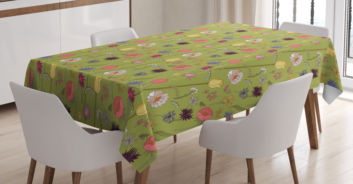 Spring Tablecloth, Messy Composition with Tulip Lily Aster and Other ...