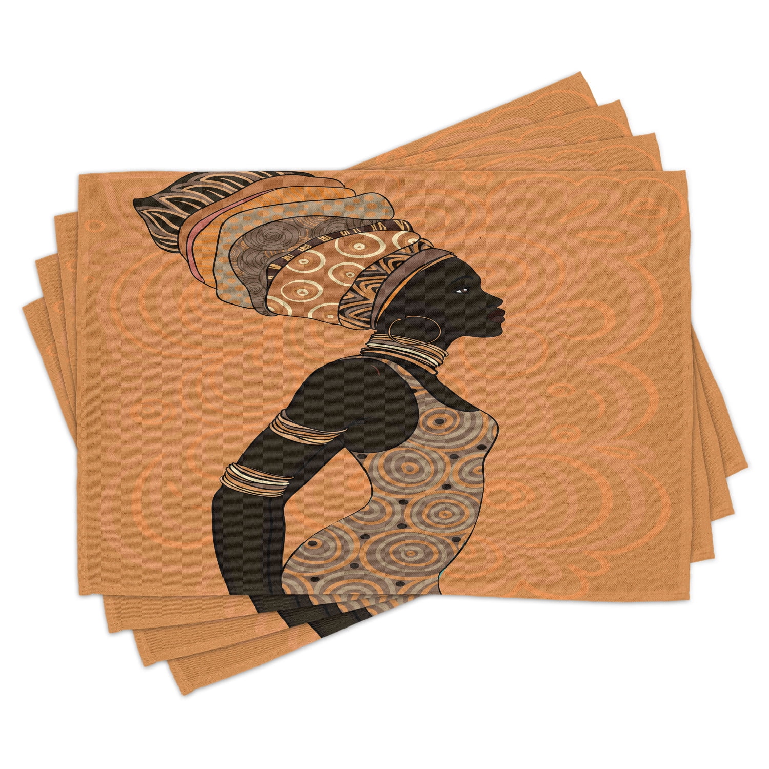 Ambesonne African Place Mats Set of 4, Local Woman, Standard Size ...