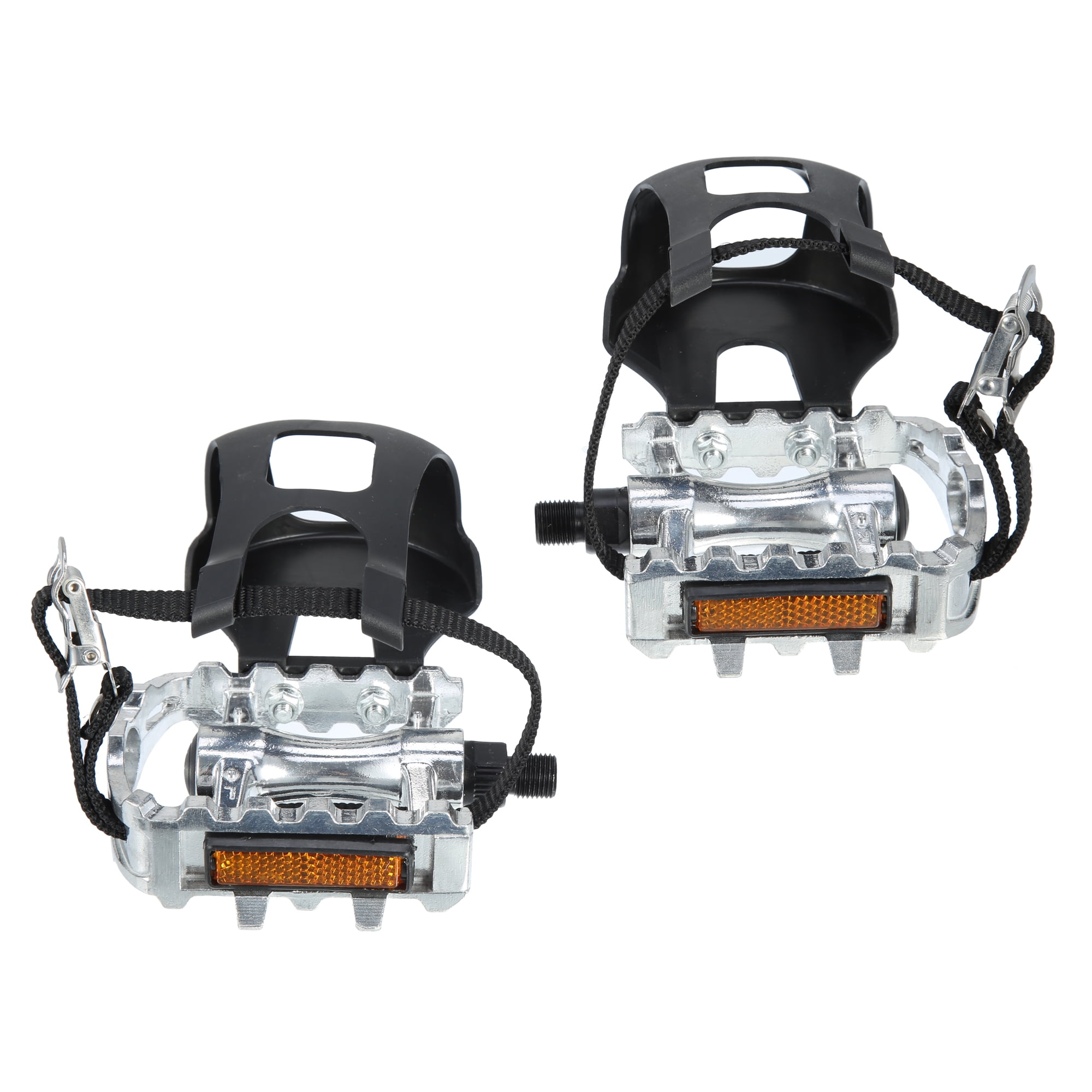1 Pair Bicycle Pedals 1/2'' Spindle Platform with Toe Clips Fixed ...