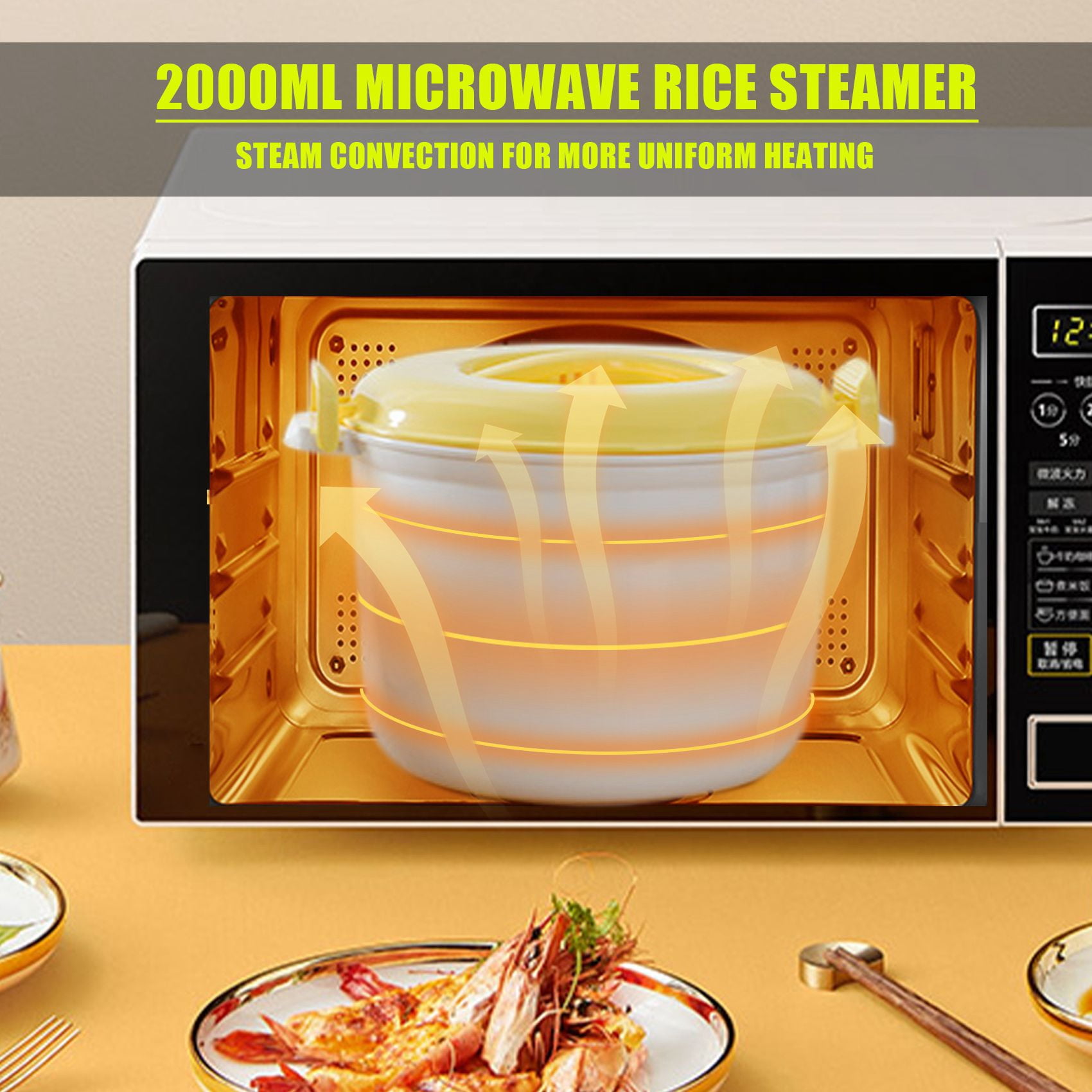 Buy Portable Microwave Oven Rice Cooker Multifunctional Steamer 2000Ml ...