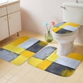 Abstract Street Art Bathroom Rugs Set Yellow Grey Color Stitching Non ...