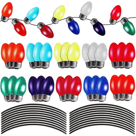 120 Pcs Christmas Car Decorations Magnets 40 Pcs Reflective Bulb Light ...
