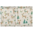 Reindeer Pattern 27"x24" Linen Look Cafe Curtain Set with Privacy and ...