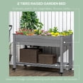 46.5" Solid Wood Elevated Raised Garden Bed with Lockable Wheels ...