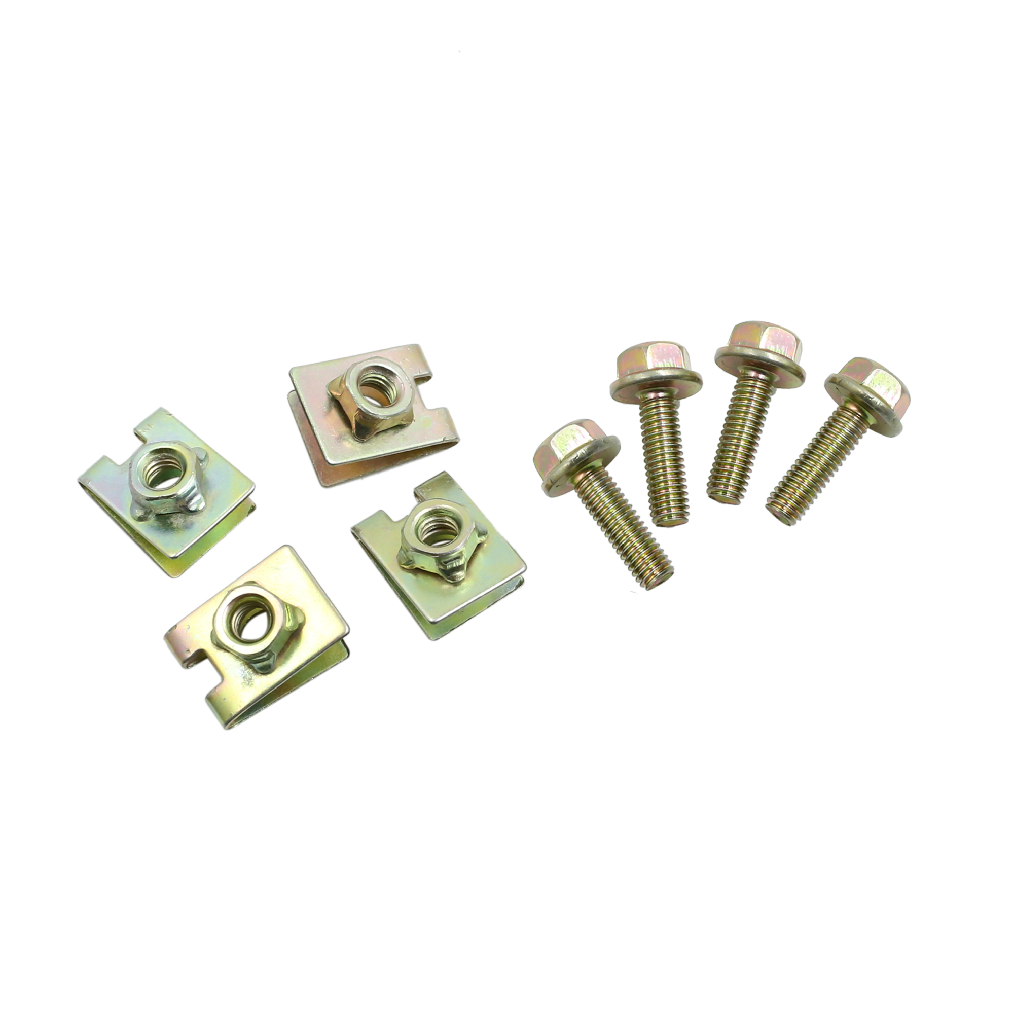 4pcs Spring Metal U Type Clip With Screw Car Fender Trim Panel Nut