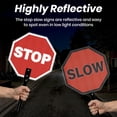 2 Pack Stop Slow Sign with Metal Handle 12 × 12 Inches Double Sided ...