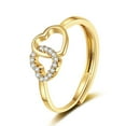 CREATITOY 1 Pc Women's Double Heart Rhinestone Ring - Girly Design ...