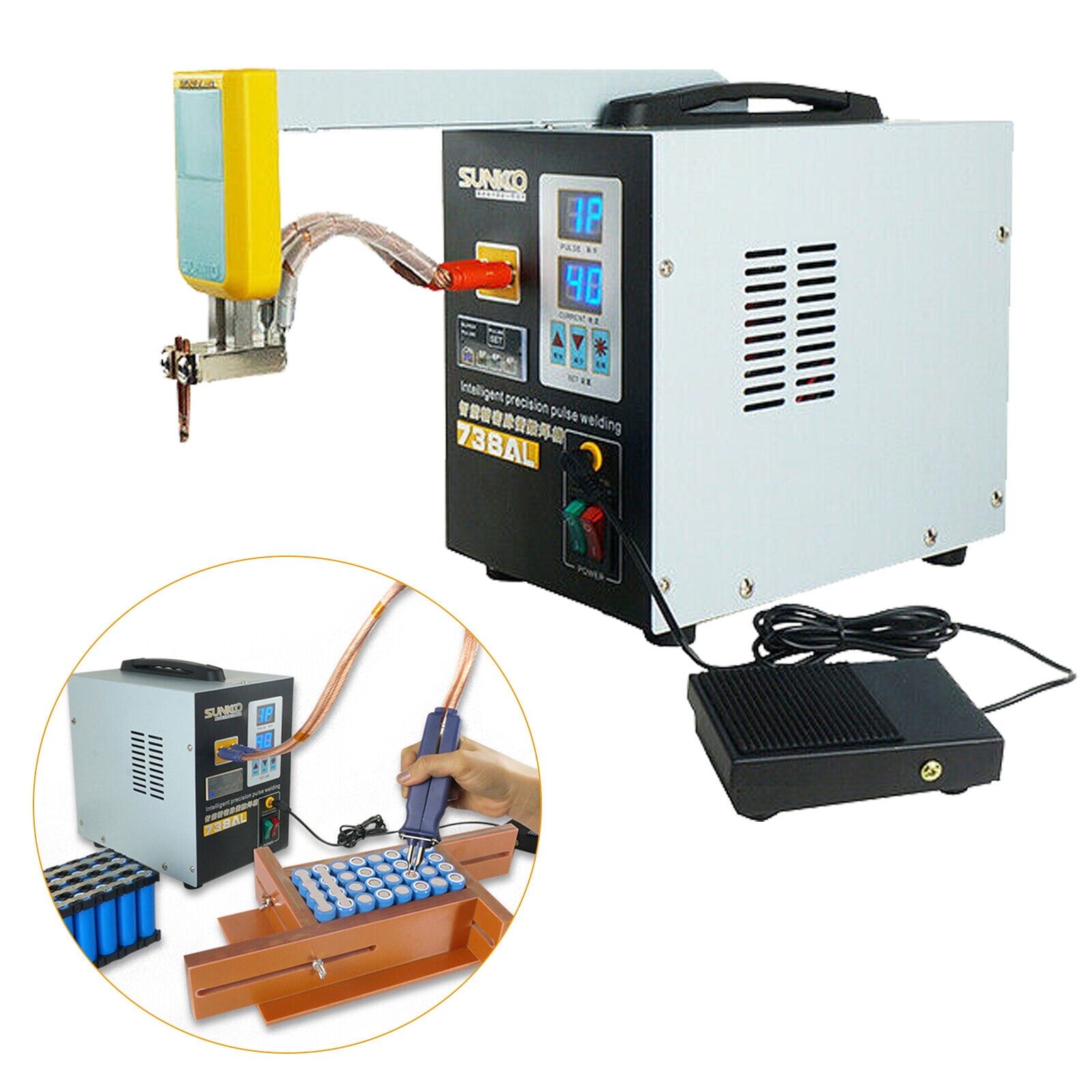 SUNKKO 738AL Pulse Spot Welder Welding Soldering Machine with Pen for ...
