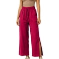 BADHUB Women's Side Split Pant High Waist Wide Leg Pant Dressy Casual ...