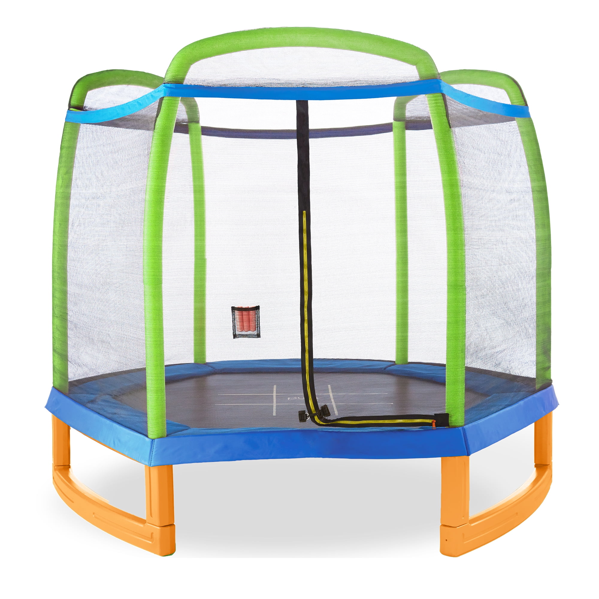 Pure Fun 7-Foot Trampoline, with Safety Enclosure and Tic-Tac-Toe Game ...
