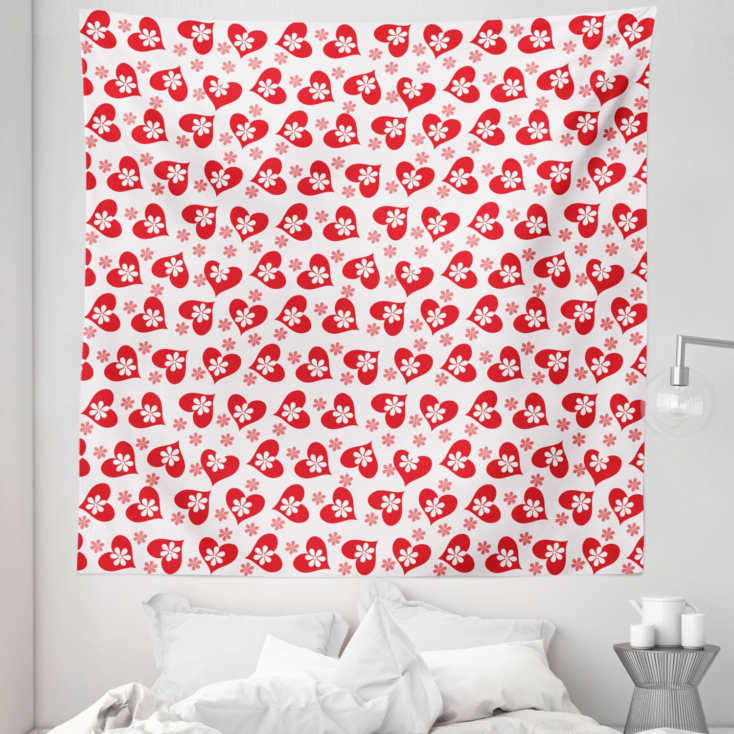 Valentines Tapestry, Romantic Feelings Illustration with Hearts and ...