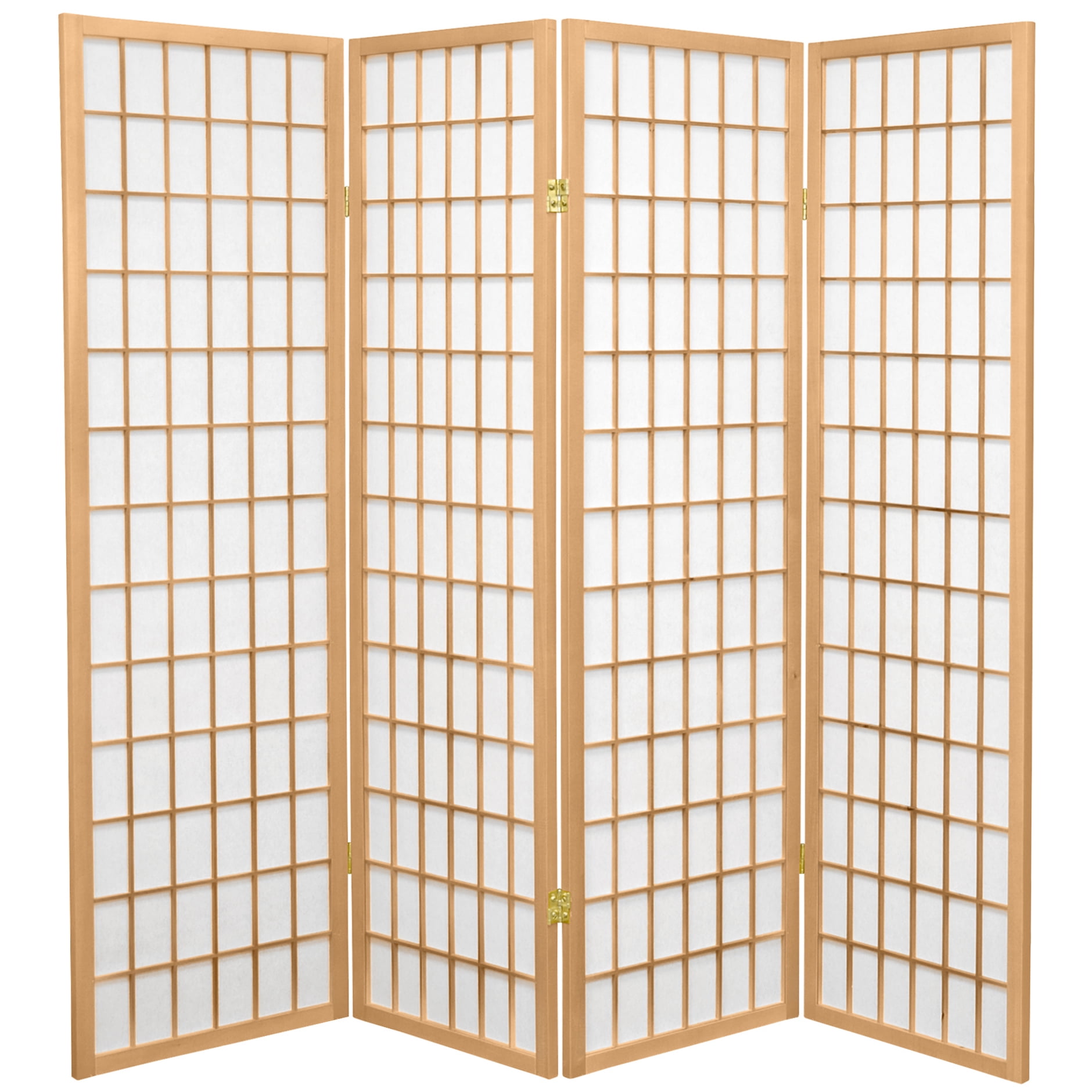5 ft. Tall Window Pane Shoji Screen - Natural - 4 Panels - Walmart.com
