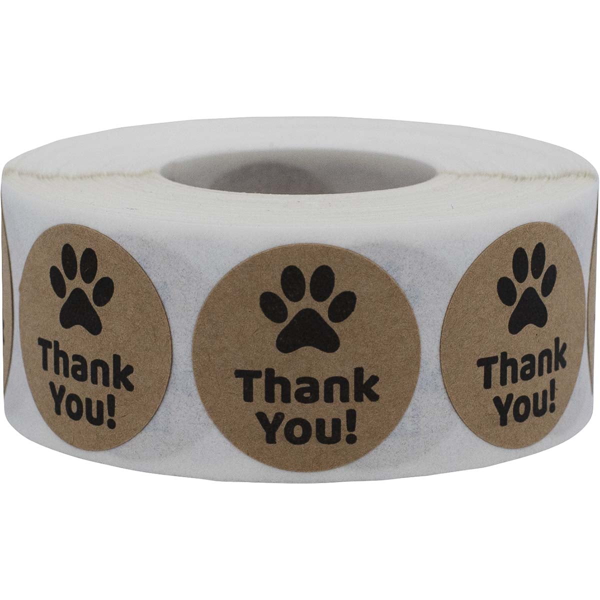 Paw Print Thank You Kraft Pet Veterinary Labels | 1" Round - 500 Labels ...