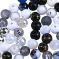 600 Pcs 24 Styles 8mm Black and White Series Acrylic Beads Resin Beads ...