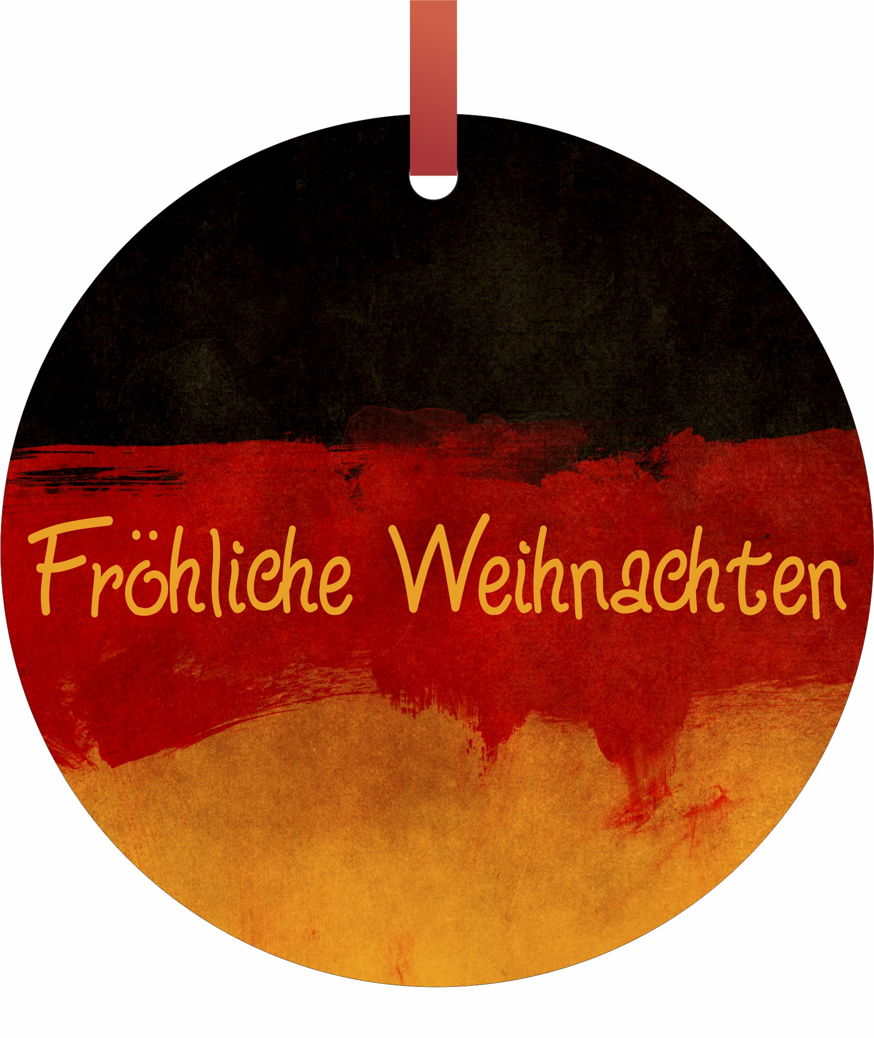 Germany Flag - Frohliche Weihnachten Hanging Round Shaped Tree Ornament ...