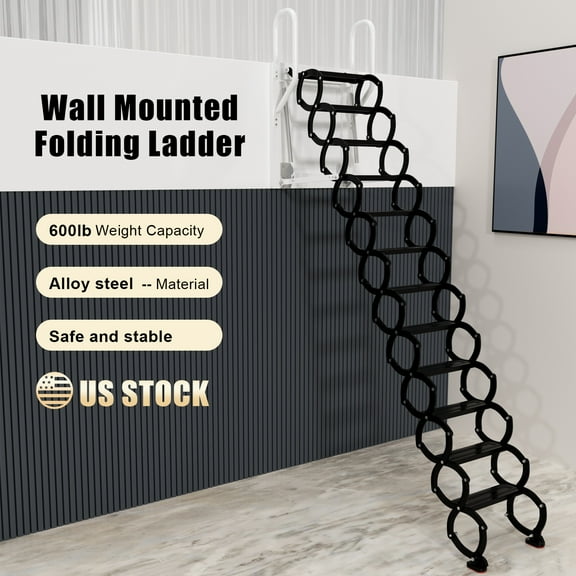 Mad Hornets Home Improvement: Wall Mounted 12 Steps Folding Ladder ...