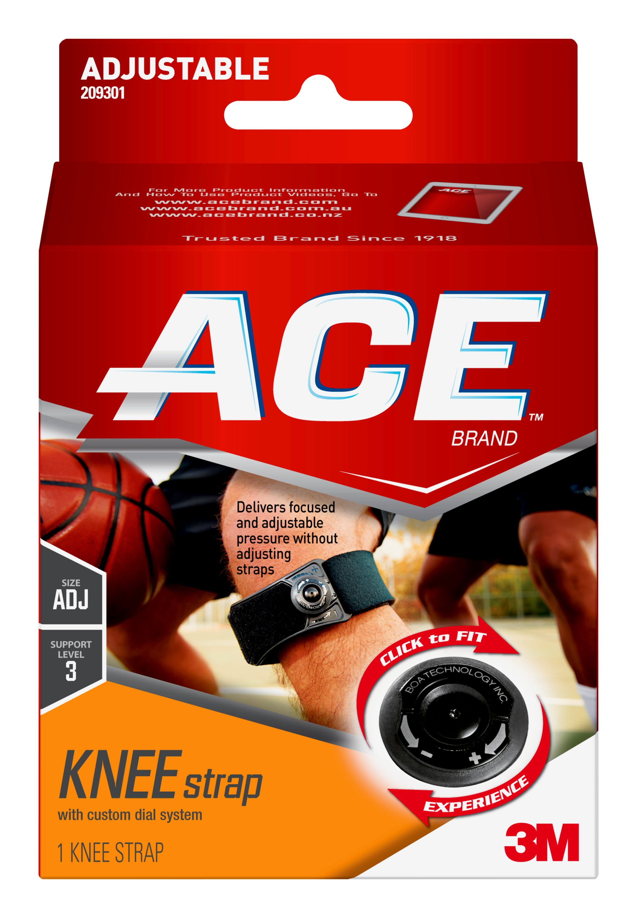ACE Brand Custom Dial Knee Strap Brace, Adjustable, Black - Walmart.com