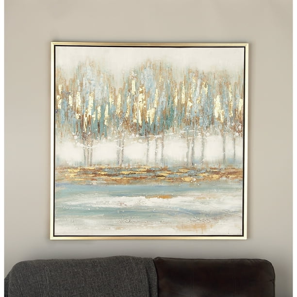 39" x 39" Tree Framed Wall Art with Gold Frame, by DecMode - Walmart.com