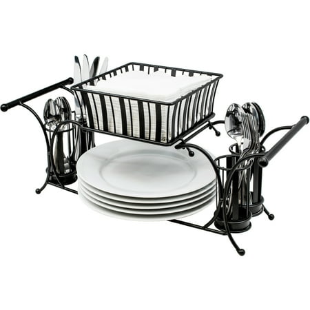 Sorbus Utensil Buffet Caddy - Includes Napkin, Utensil, Plate Holder ...