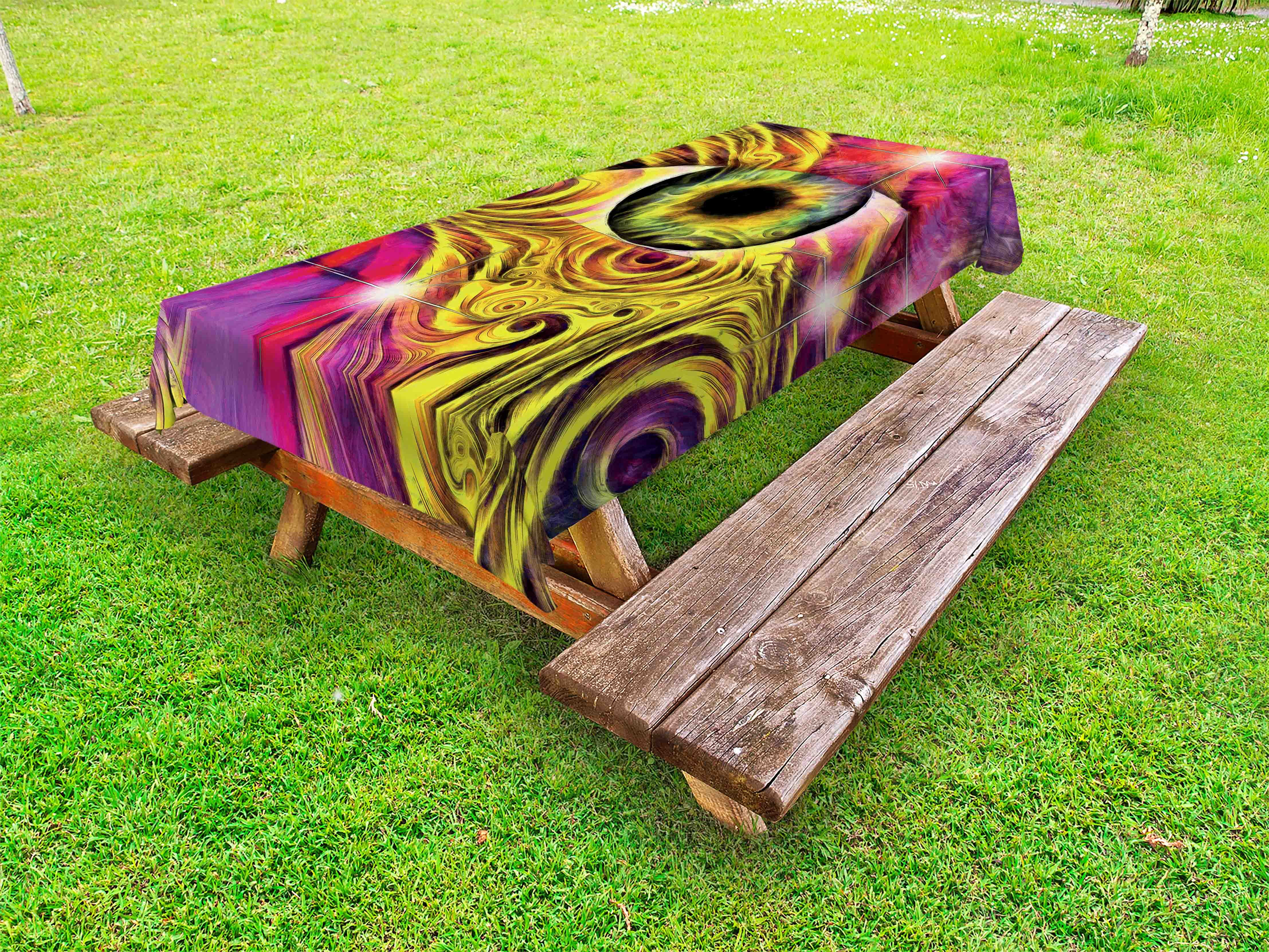 Psychedelic Outdoor Tablecloth, Hippie Hallucinatory Eye in Vivid ...
