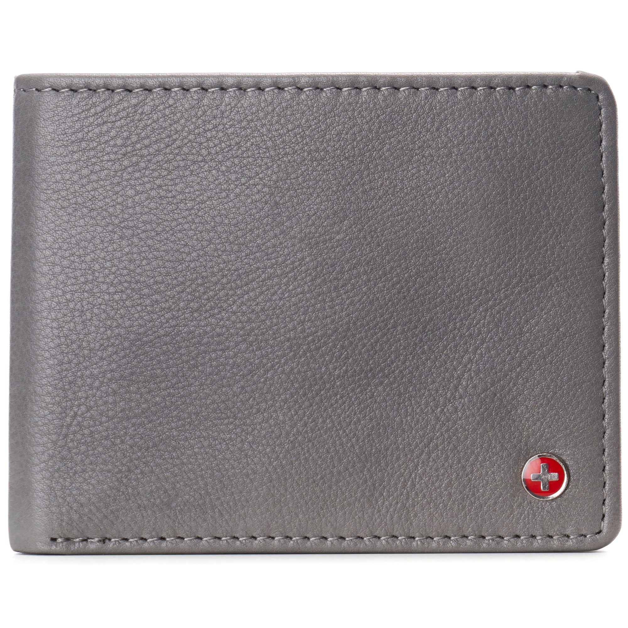Alpine Swiss Mens Genuine Leather Passcase Bifold Wallet RFID Safe 2 ID ...