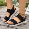 Black Ladies Wedge Sandals Breathable Mesh Summer Solid Color Thick ...