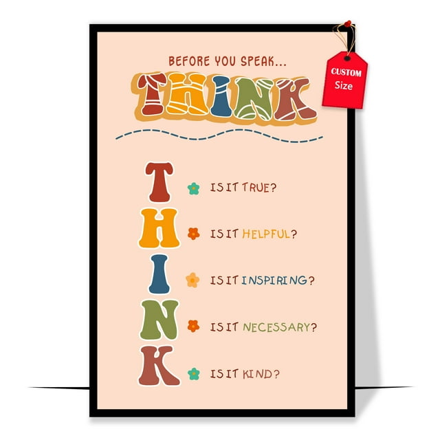 LOLUIS Before You Speak Think Poster, Mental Health Poster for ...