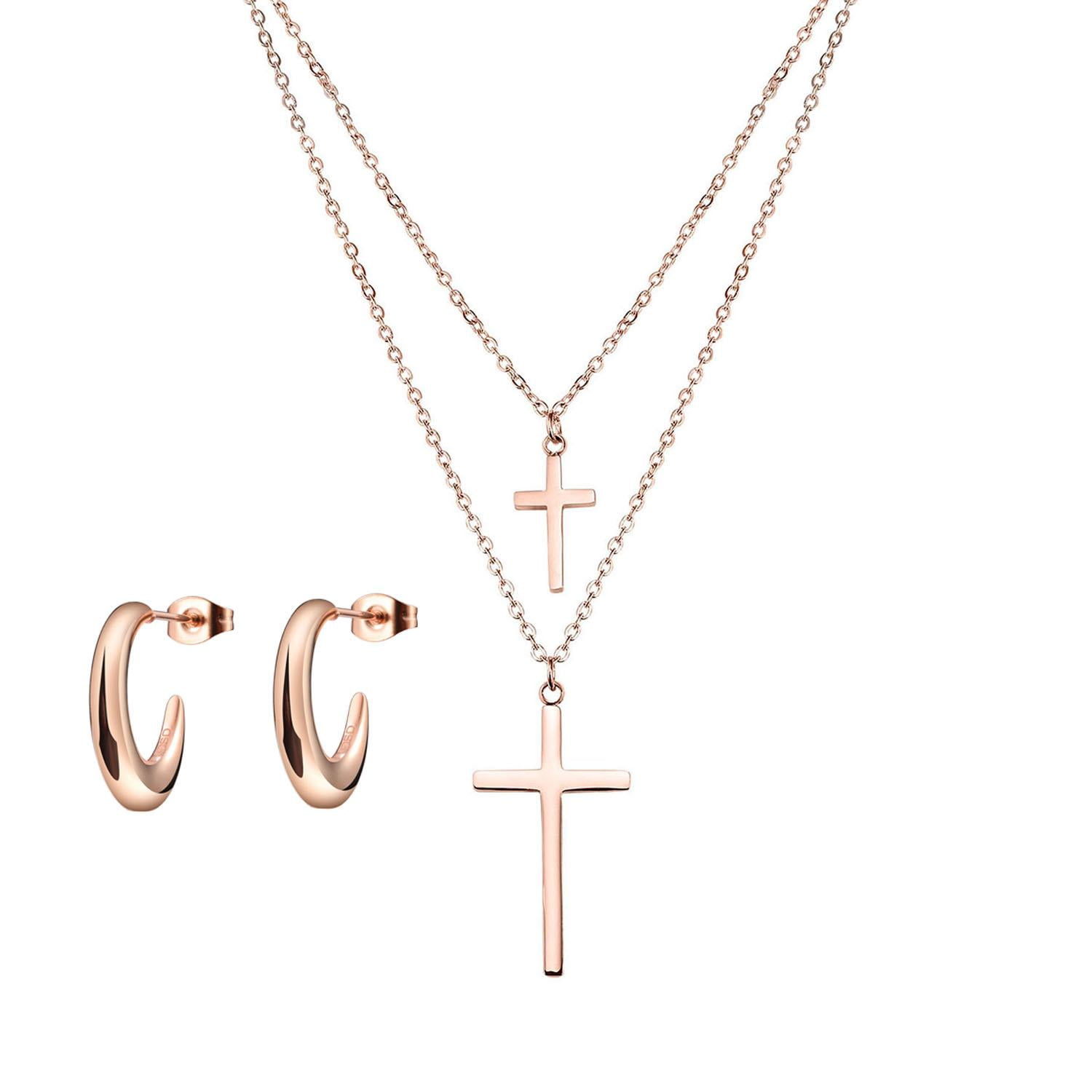 Set De Joyería Enso Acero Inoxidable Oro Rosa Cruz Ej-13 Enso EJ-13 | Walmart en línea