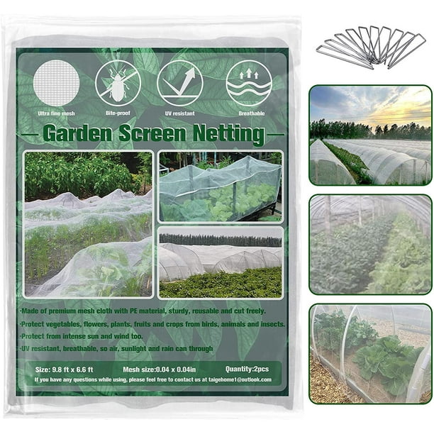 KSCD 2 Pack Garden Bug Net Insect Barrier Netting (10 ft x 6.5 ft ...