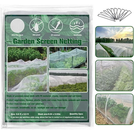 KSCD 2 Pack Garden Bug Net Insect Barrier Netting (10 ft x 6.5 ft ...