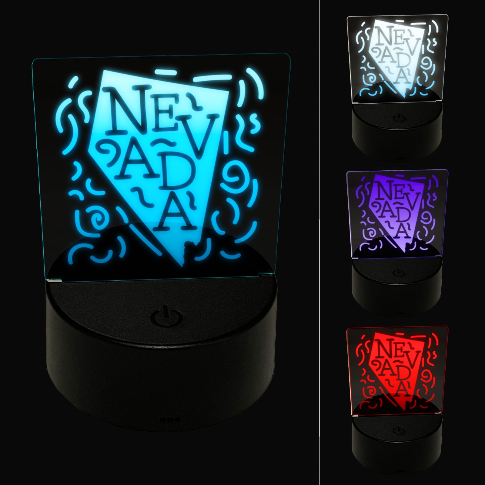 Nevada State with Text Swirls LED Night Light Sign 3D Illusion Desk ...