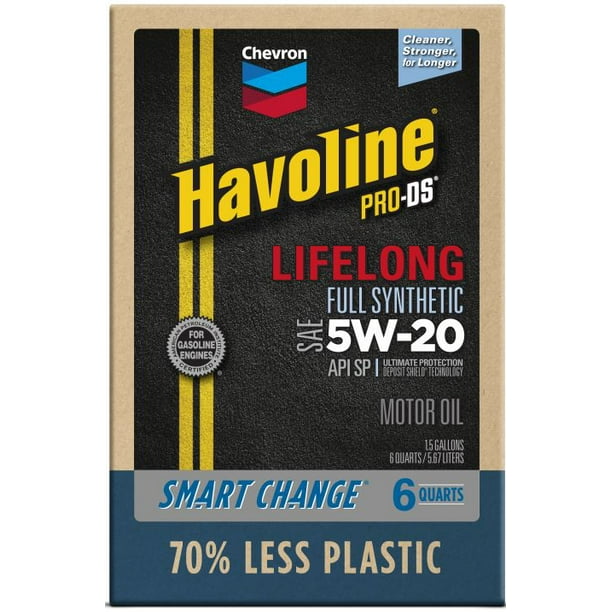 Chevron Havoline Lifelong Synthetic Motor Oil 5W-20, 6 Quart Smart ...