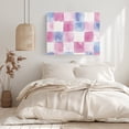 Abstract Plaid Spring Canvas Print Wall Art, Pink Blue Purple Colorful ...